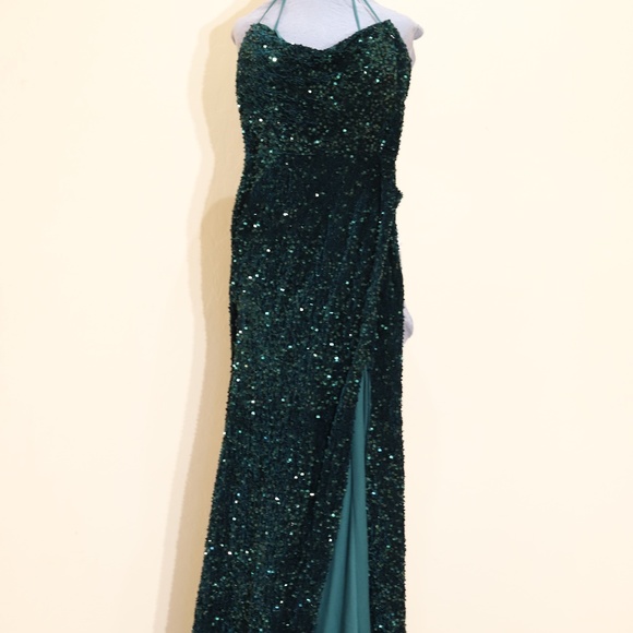 Alyce Paris | Dresses | Alyce Straight Cowl Neck Sequin Gown Lace Up ...
